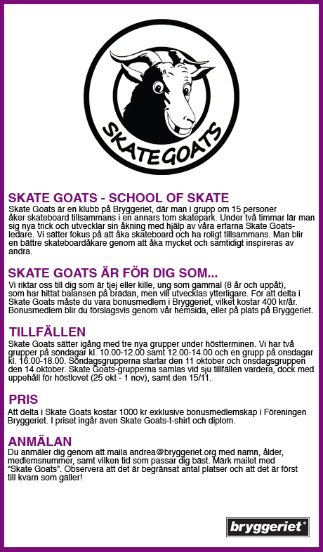 Skate Goats höstterminen 2015 | Bryggeriet